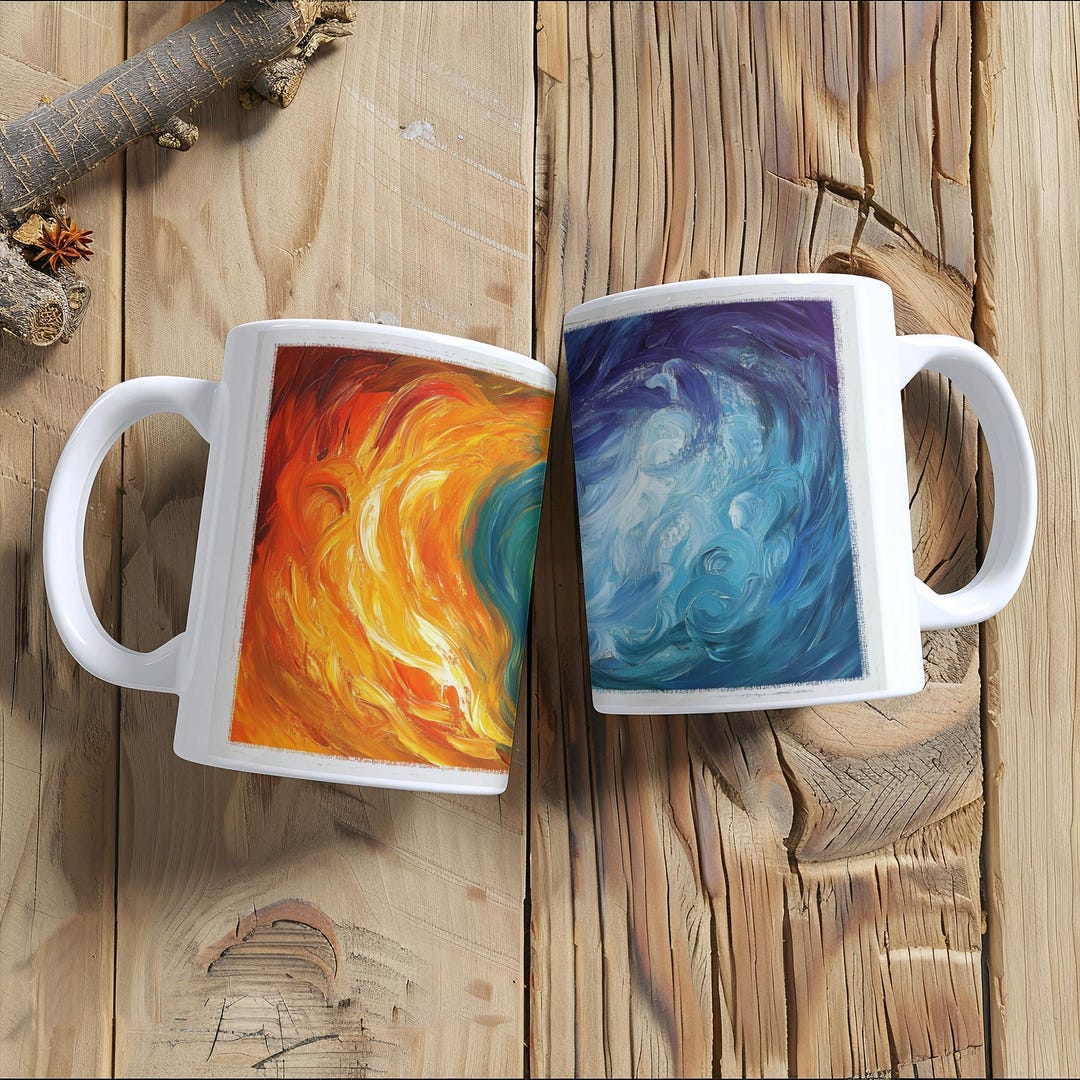 Mug, Colourful Edvard Munch Inspired Ceramic Coffee Cups, 11oz ...