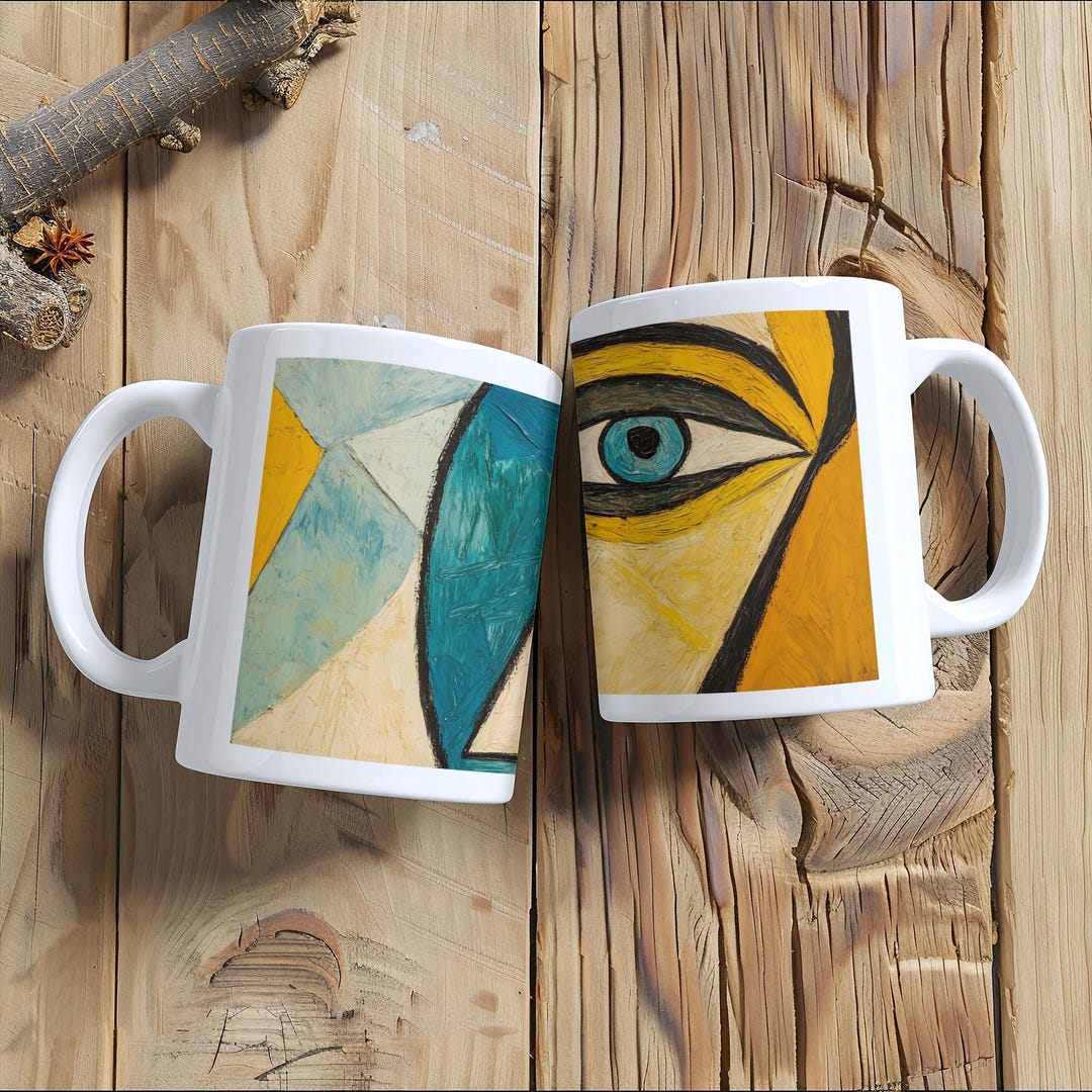 Mug, Pablo Picasso Style Face Coffee Cup, Unique Artistic Ceramic Tea ...