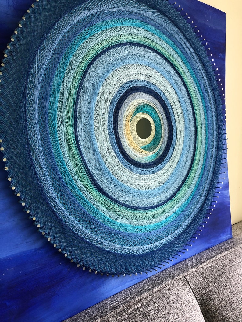 String Art Mandala, Geometric Wall Art, Meditation Decor, Ocean Living Room Art - Etsy