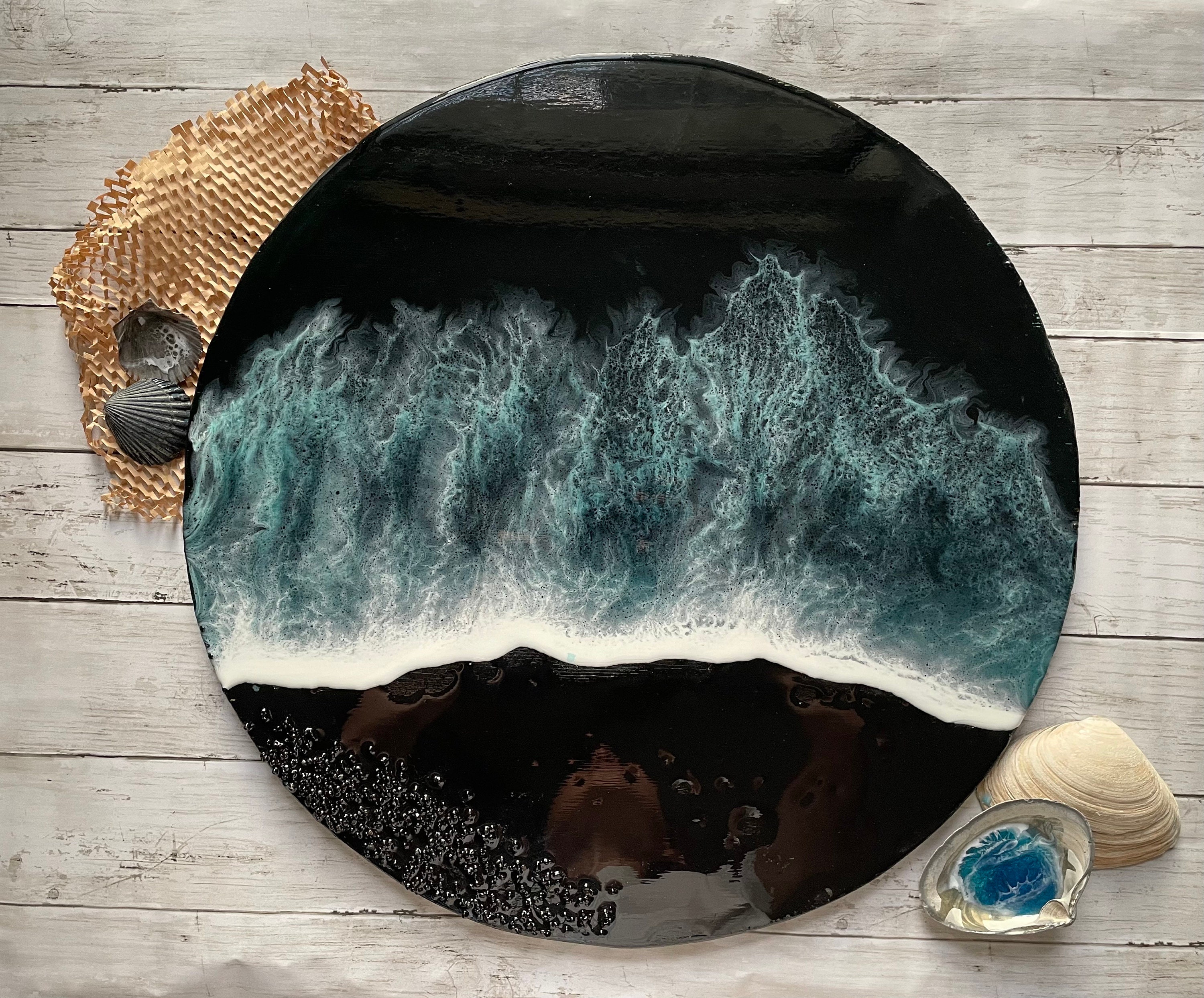 Resin Beach Art: Circular Ocean Wave Decor - Etsy