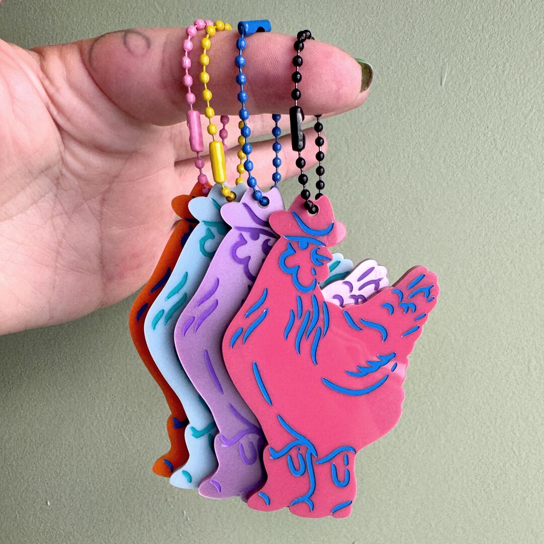 Cowboy Chook - Cute and Colourful Acrylic Bag Charm | Keyring ...
