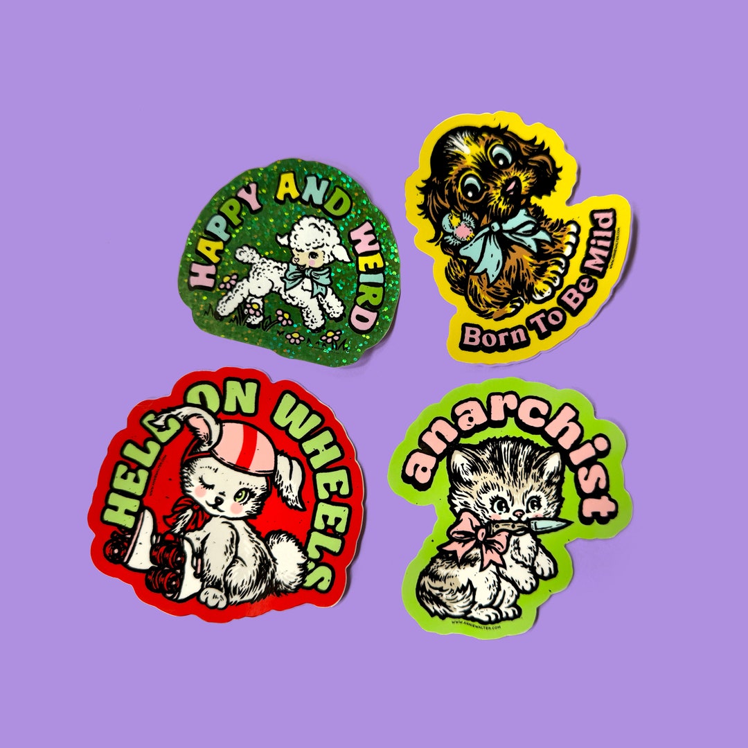 Pack Animals - Retro Cute Animal Sticker Pack - Vinyl Stickers - 4 Pack ...
