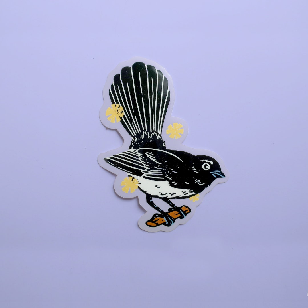 Willy Wagtail - Clear Vinyl Sticker - 8.5x9cm - Etsy