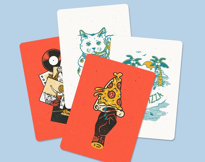 Pizza Postcard Pack! Four Pizza Postcards! - Etsy