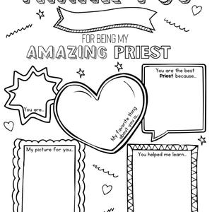 Priest Appreciation Printable Priest Catechism Class Mass Kids Gift ...