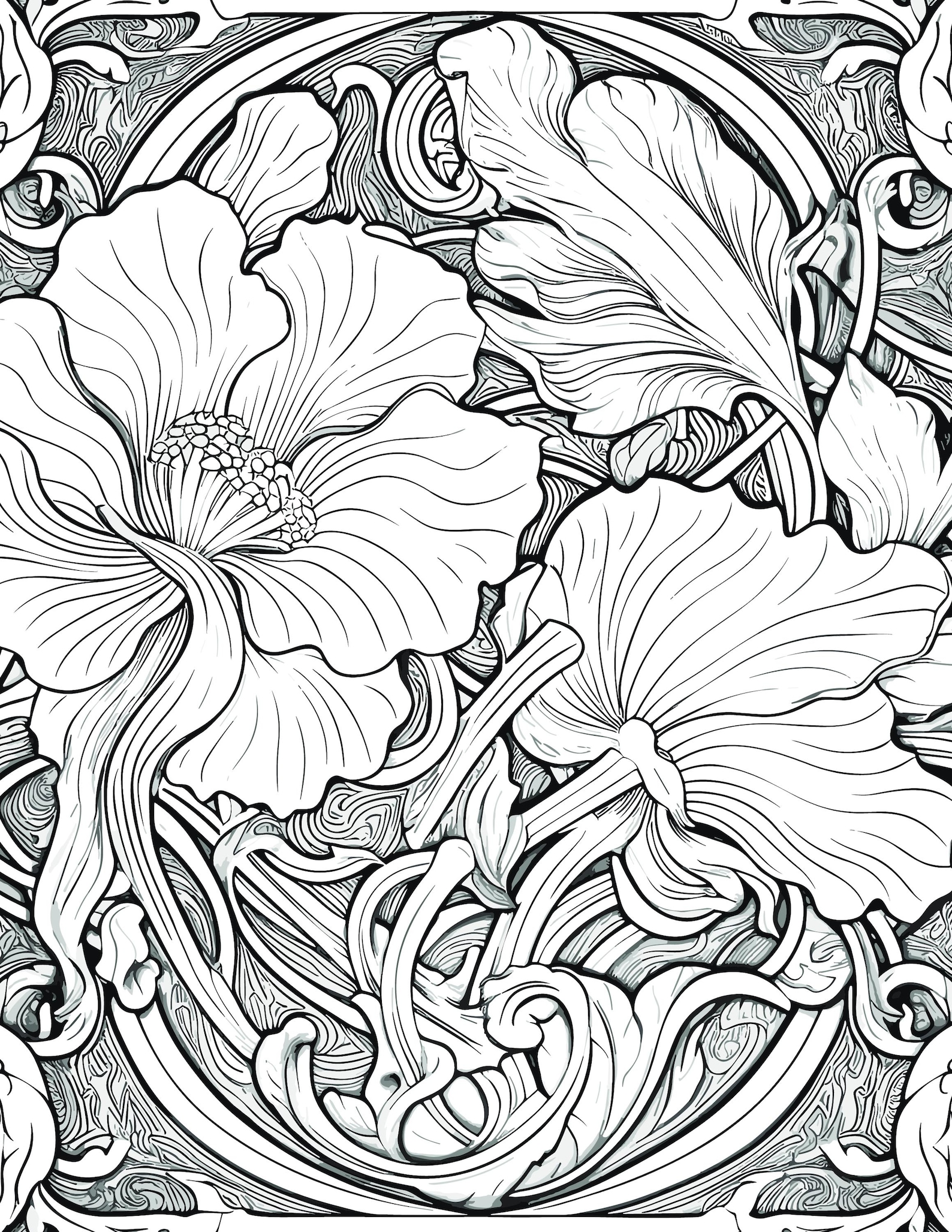 Botanical Coloring Book for Adults | 25 Flower Pages (digital Download ...
