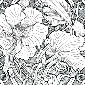 Adult Botanical Coloring Book | Digital Download | Relaxation ...