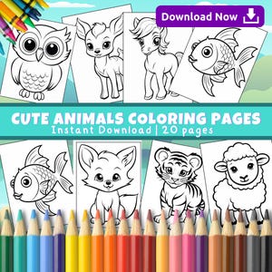 20 Simple Coloring Pages of Cute Animals for Kids | Fun and Easy ...
