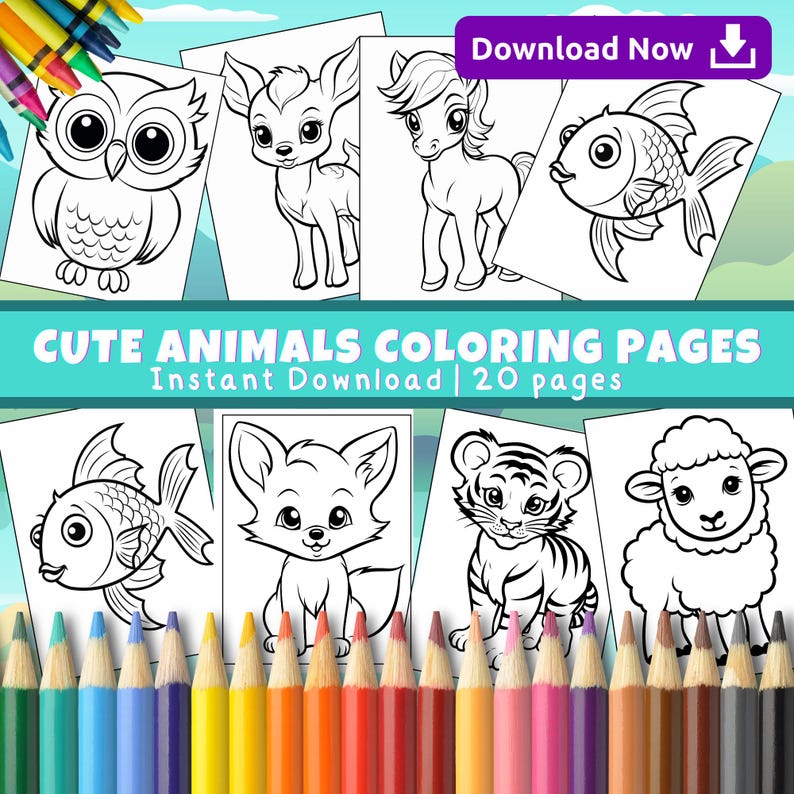 20 Simple Coloring Pages of Cute Animals for Kids | Fun and Easy ...