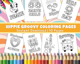 Groovy 10 Coloring Pages Printable Instant Download - Etsy