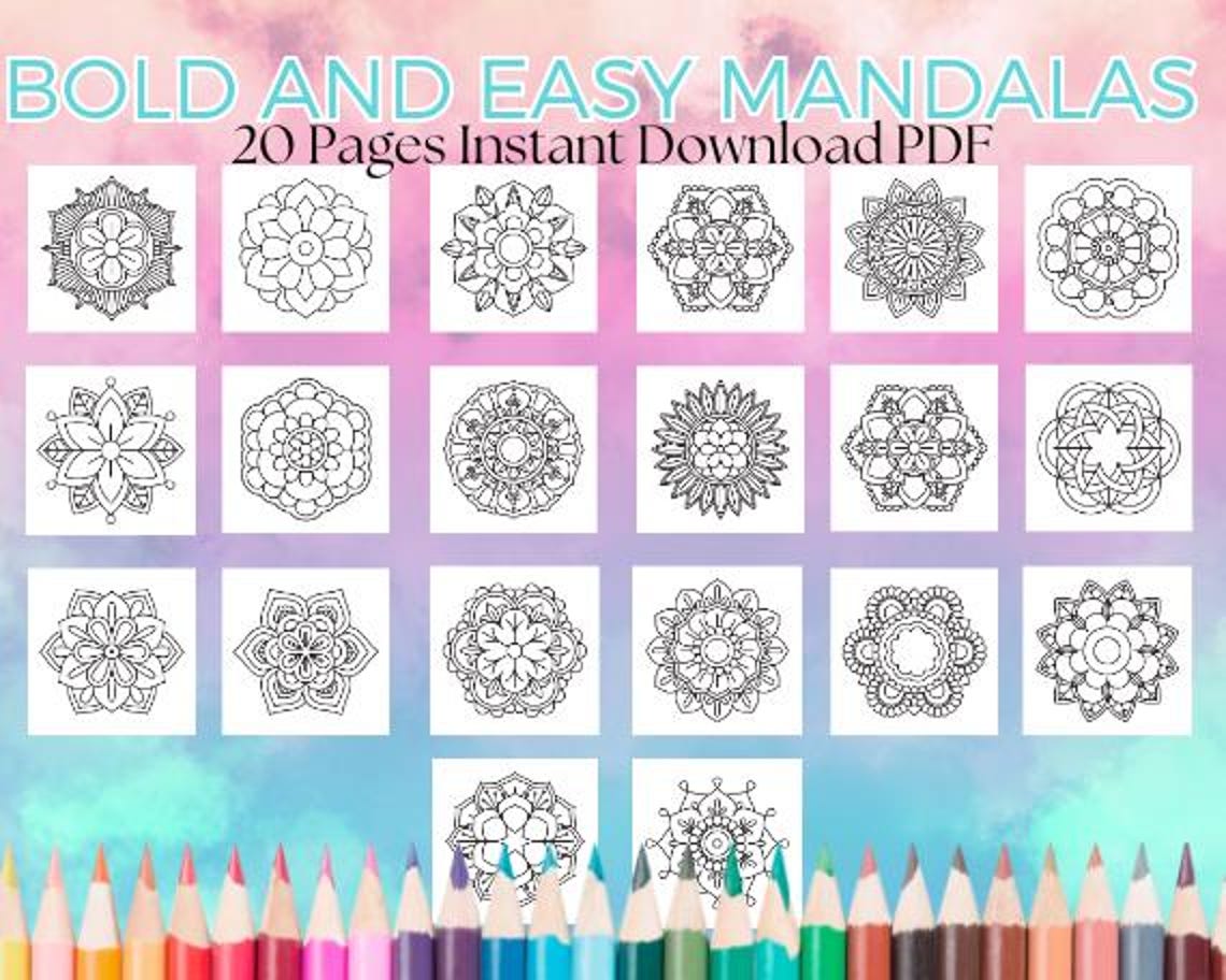Bold Easy Mandala Coloring Pages | Perfect for Kids, Beginners, Adults ...