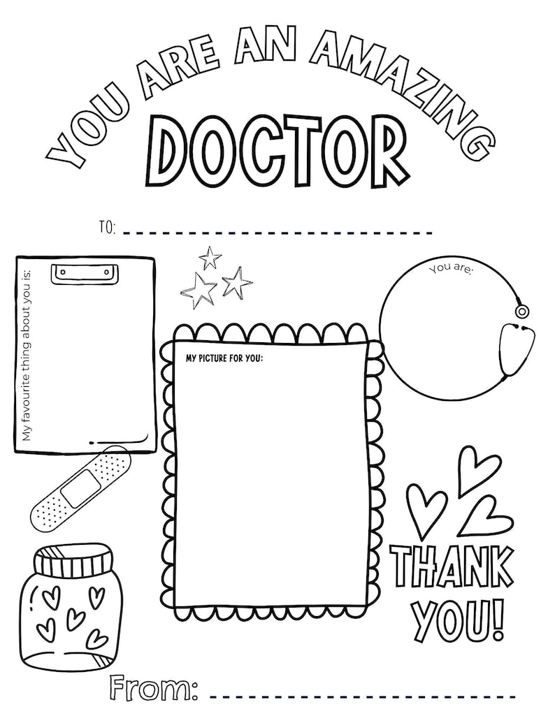 Thank You Doctor Coloring Page for Kids | Printable Doctor Appreciation ...