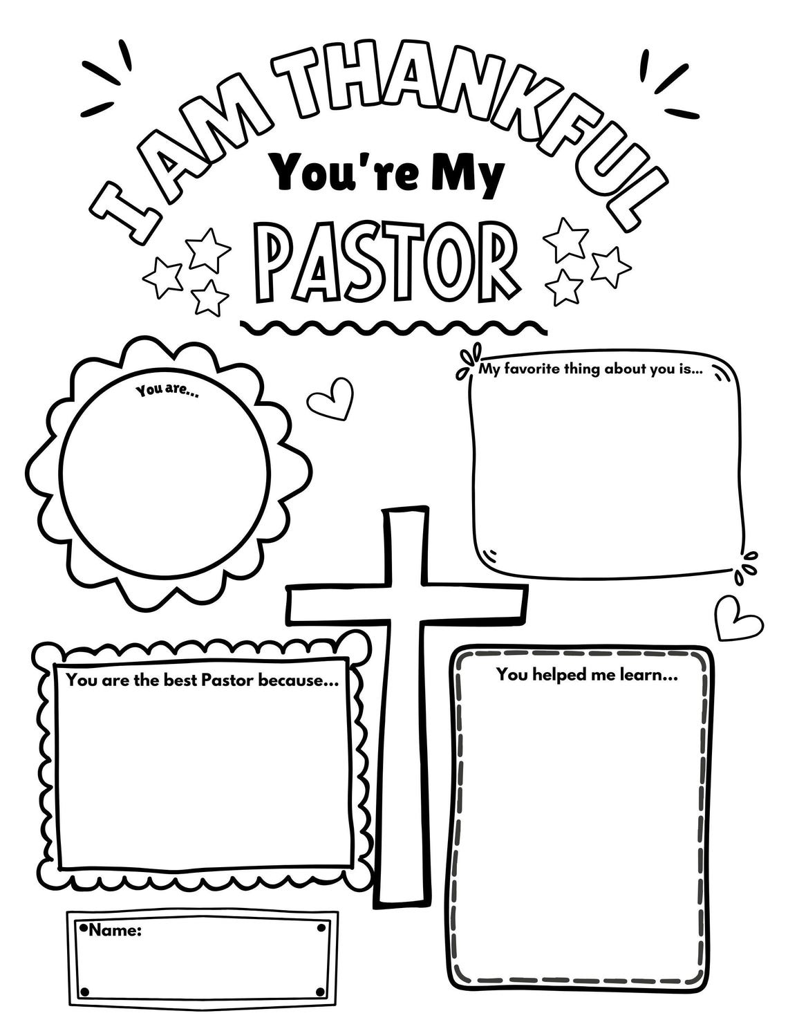 Pastor Appreciation Coloring Page | Thank You Pastor Printable | Sunday ...