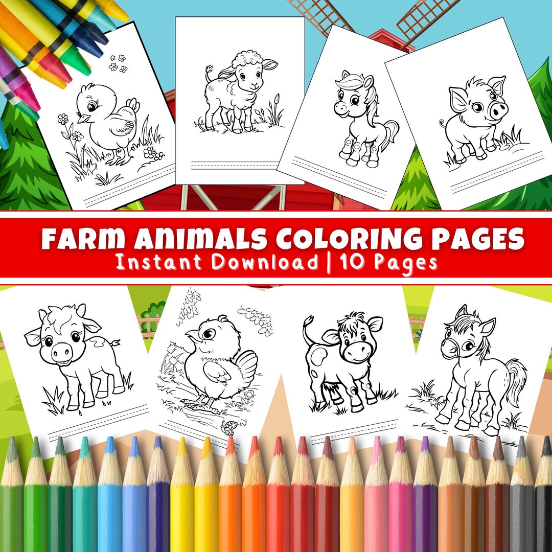 Kids Coloring Book | Farm Birthday Party | Farm Party Supplies | Farm ...