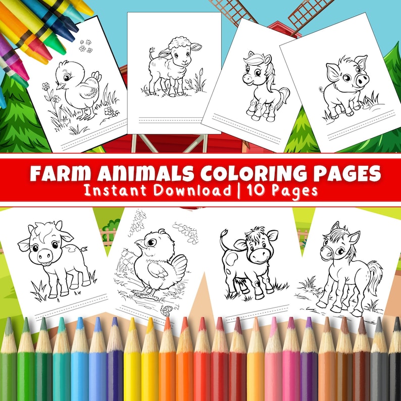 Kids Coloring Book | Farm Birthday Party | Farm Party Supplies | Farm ...