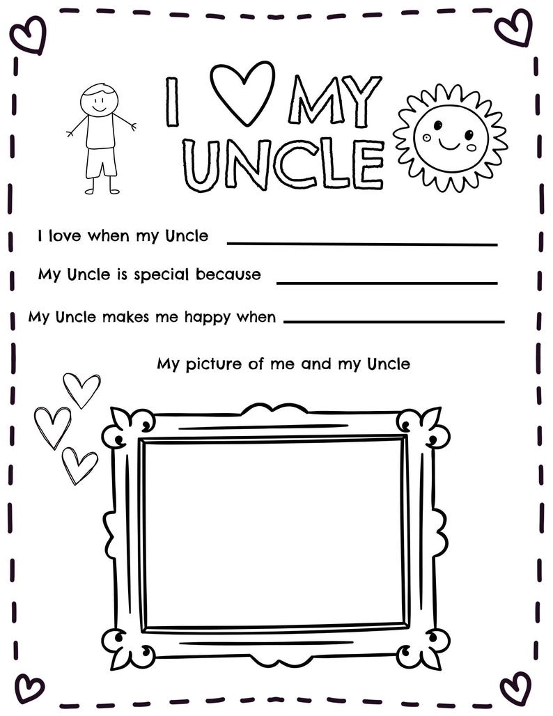 I Love My Uncle Coloring Page | Printable Kids Gift (PDF) - Etsy