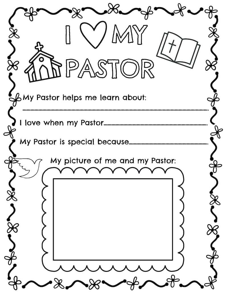 Pastor Appreciation Coloring Page | Kids Printable Thank You Gift ...