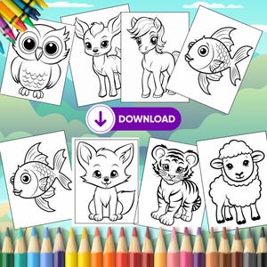 20 Simple Coloring Pages of Cute Animals for Kids | Fun and Easy ...