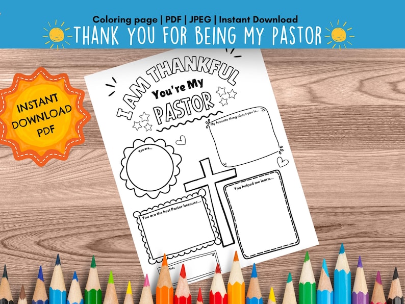 Pastor Appreciation Coloring Page | Thank You Pastor Printable | Sunday ...