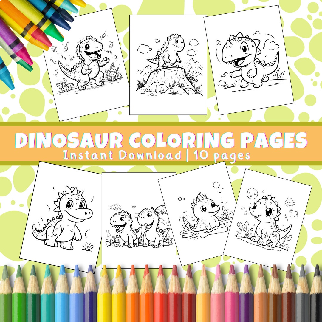 Kids Coloring Pages | Instant Download | Dinosaur Birthday Party ...