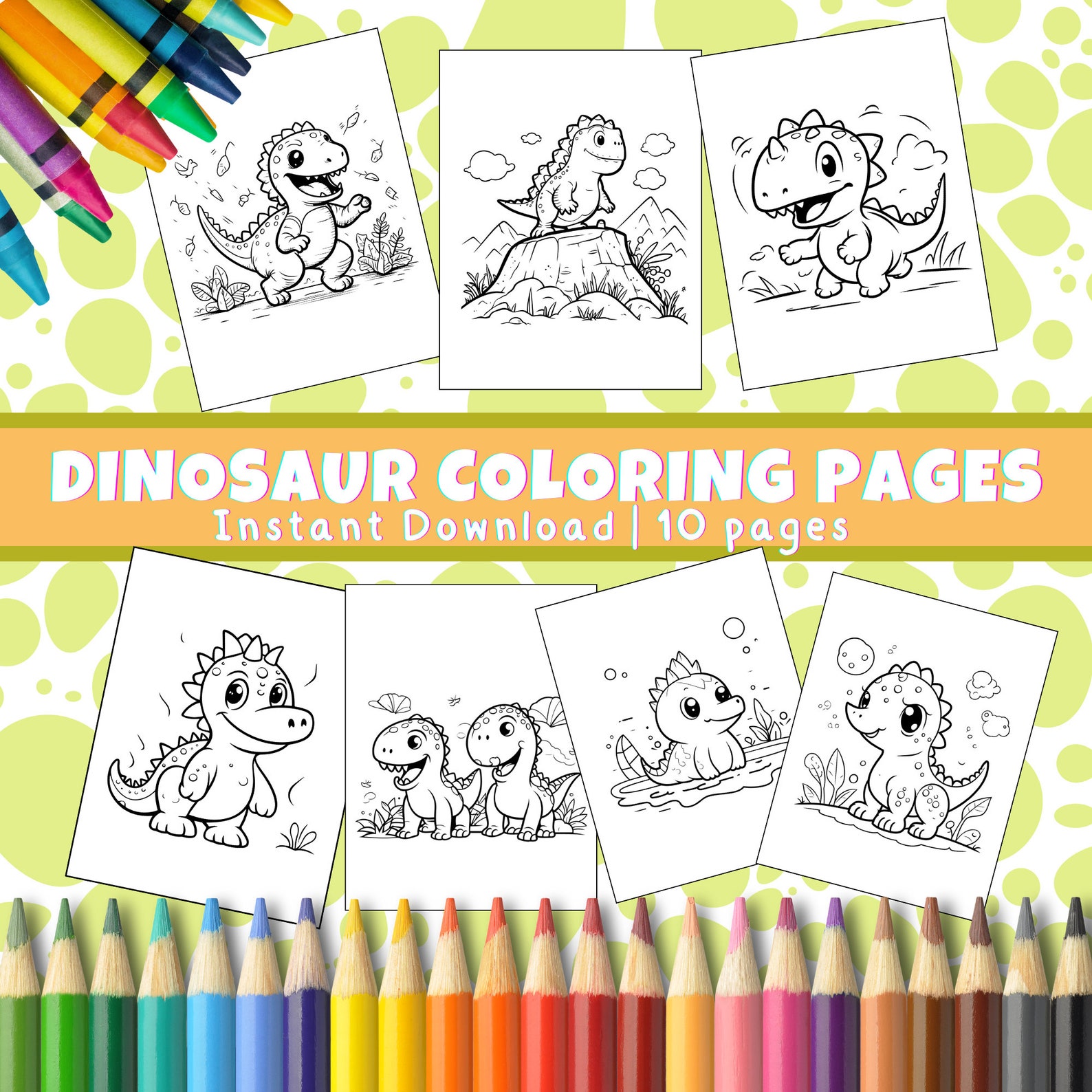 Kids Coloring Pages | Instant Download | Dinosaur Birthday Party ...