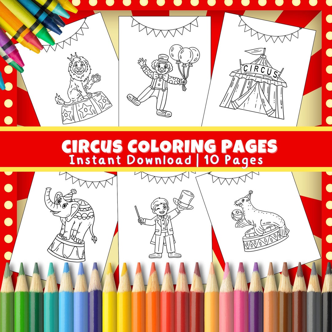 Kids Circus Coloring Pages Coloring Sheet Summer Coloring Book Digital ...