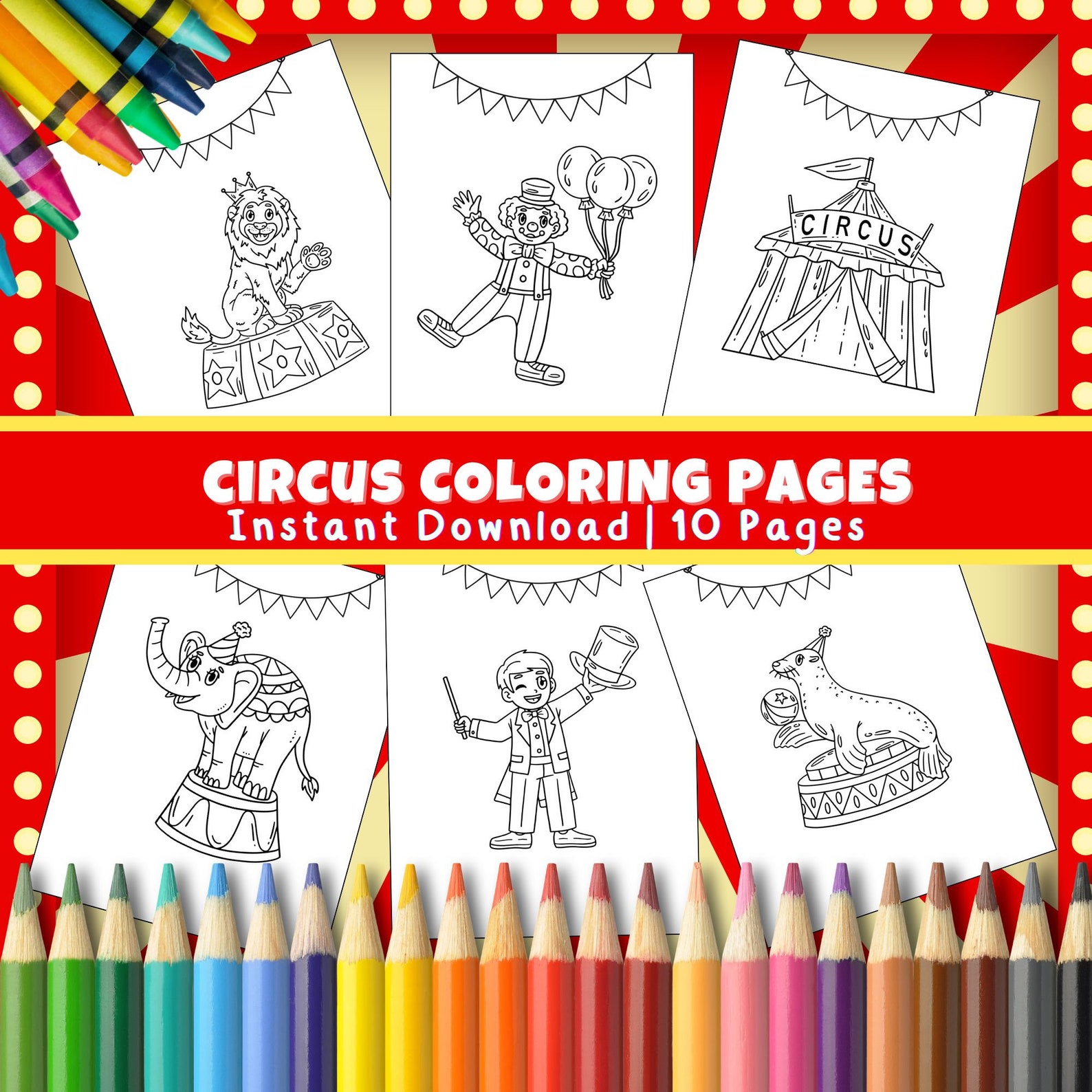 Kids Circus Coloring Pages Coloring Sheet Summer Coloring Book Digital ...