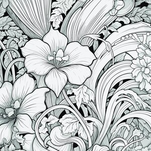 Adult Botanical Coloring Book | Digital Download | Relaxation ...