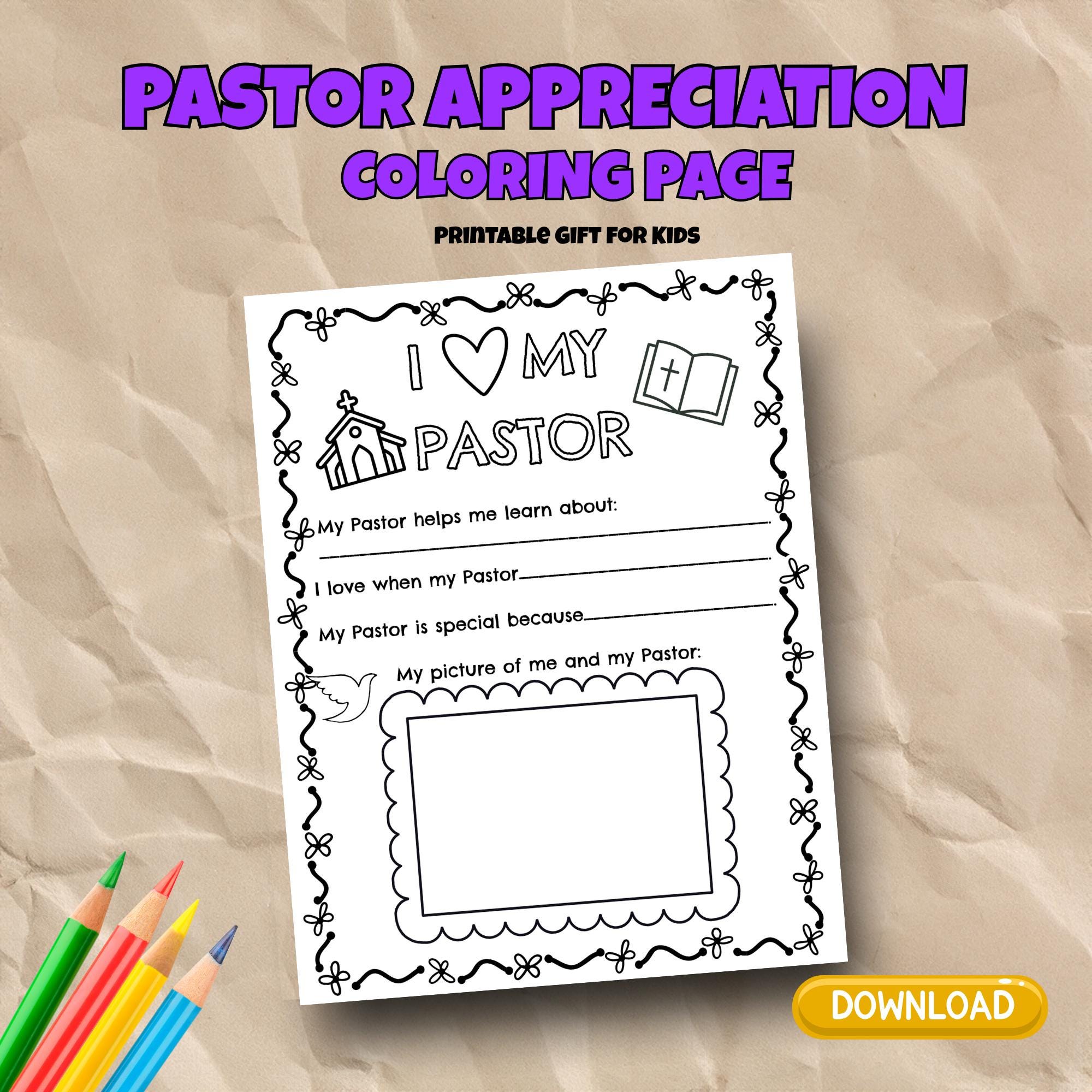 Pastor Appreciation Coloring Page | Kids Printable Thank You Gift ...
