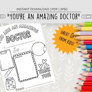 Thank You Doctor Coloring Page | Kids Appreciation Gift (PDF/JPG) - Etsy