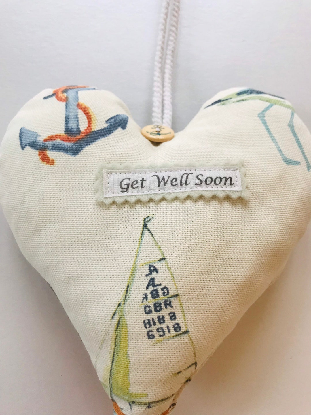 Get Well Soon Heart. Coastal Fabric - Etsy