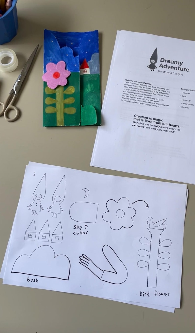 Dreamy Adventure DIY Pop up Craft for Kids, Printable Pop Story - Etsy
