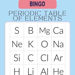Science: Periodic Table of Elements BINGO Cards - First 20 Symbols - Etsy
