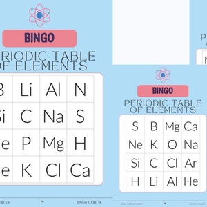 Science: Periodic Table of Elements BINGO Cards - First 20 Symbols - Etsy