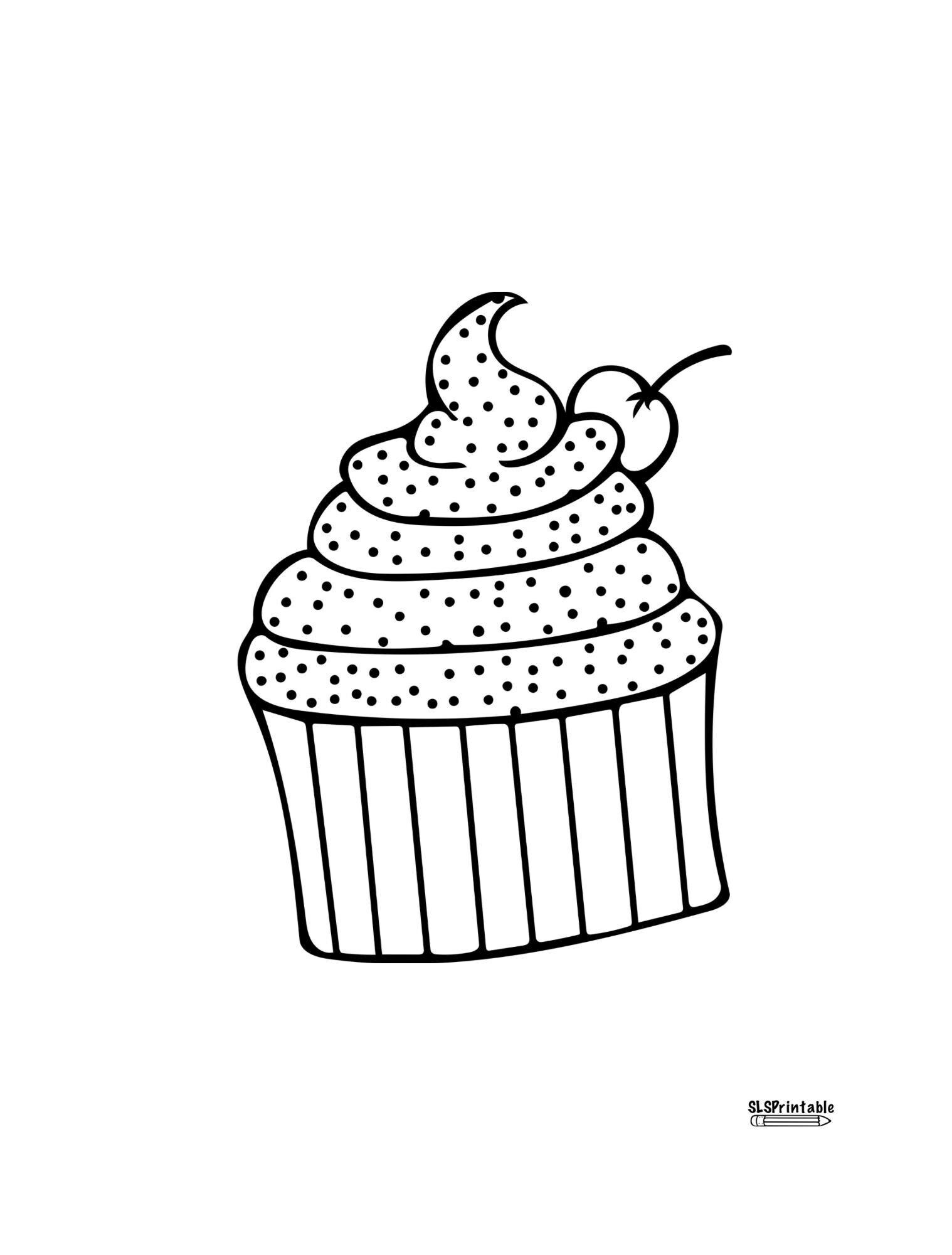 Sprinkle Cupcake Coloring Page/printable Image. PNG File in Black and ...