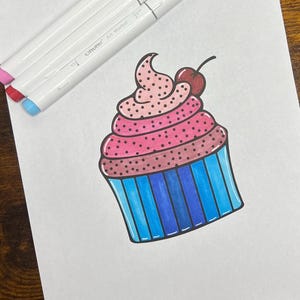 Sprinkle Cupcake Coloring Page/printable Image. PNG File in Black and ...