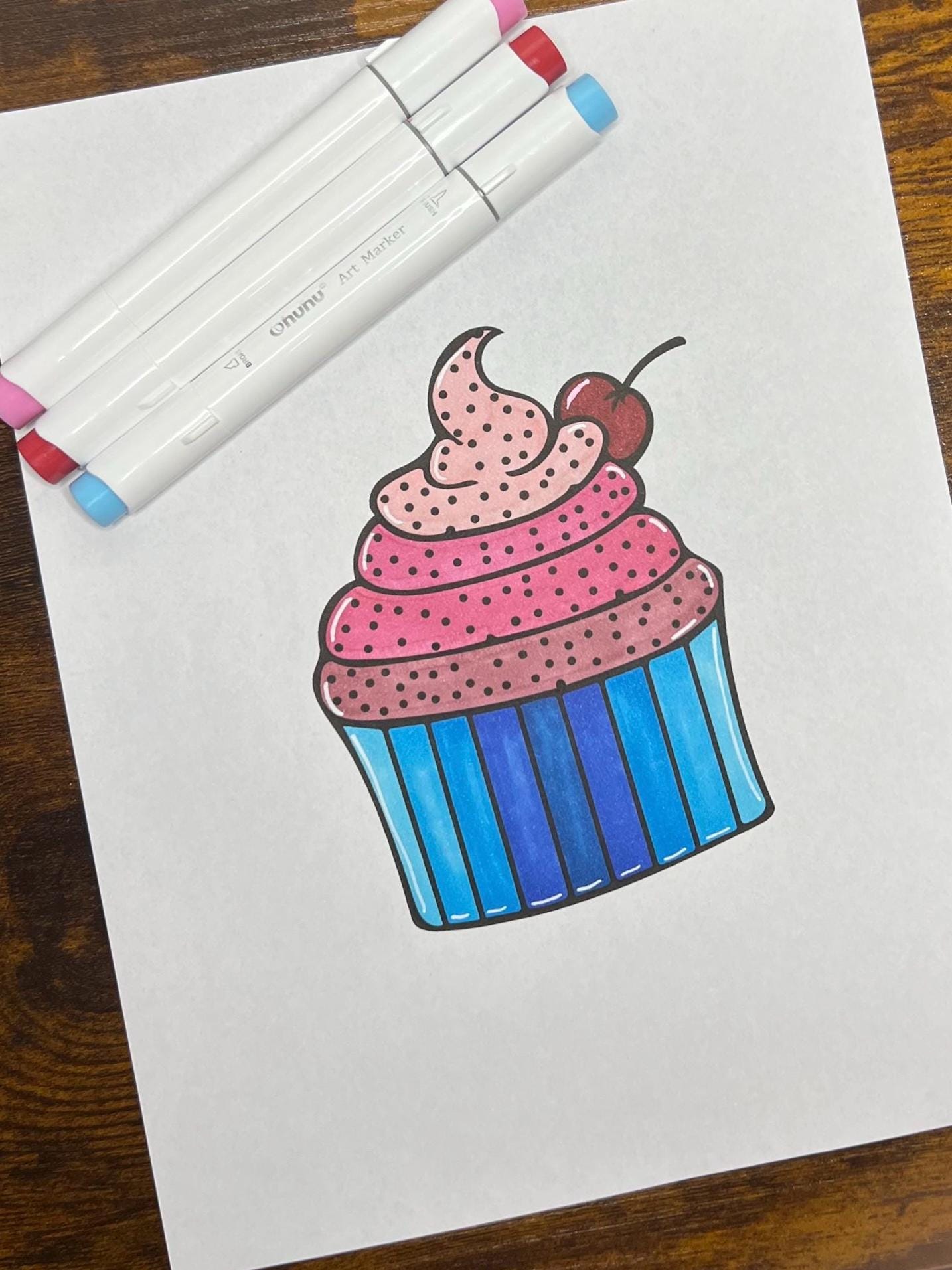 Sprinkle Cupcake Coloring Page/printable Image. PNG File in Black and ...