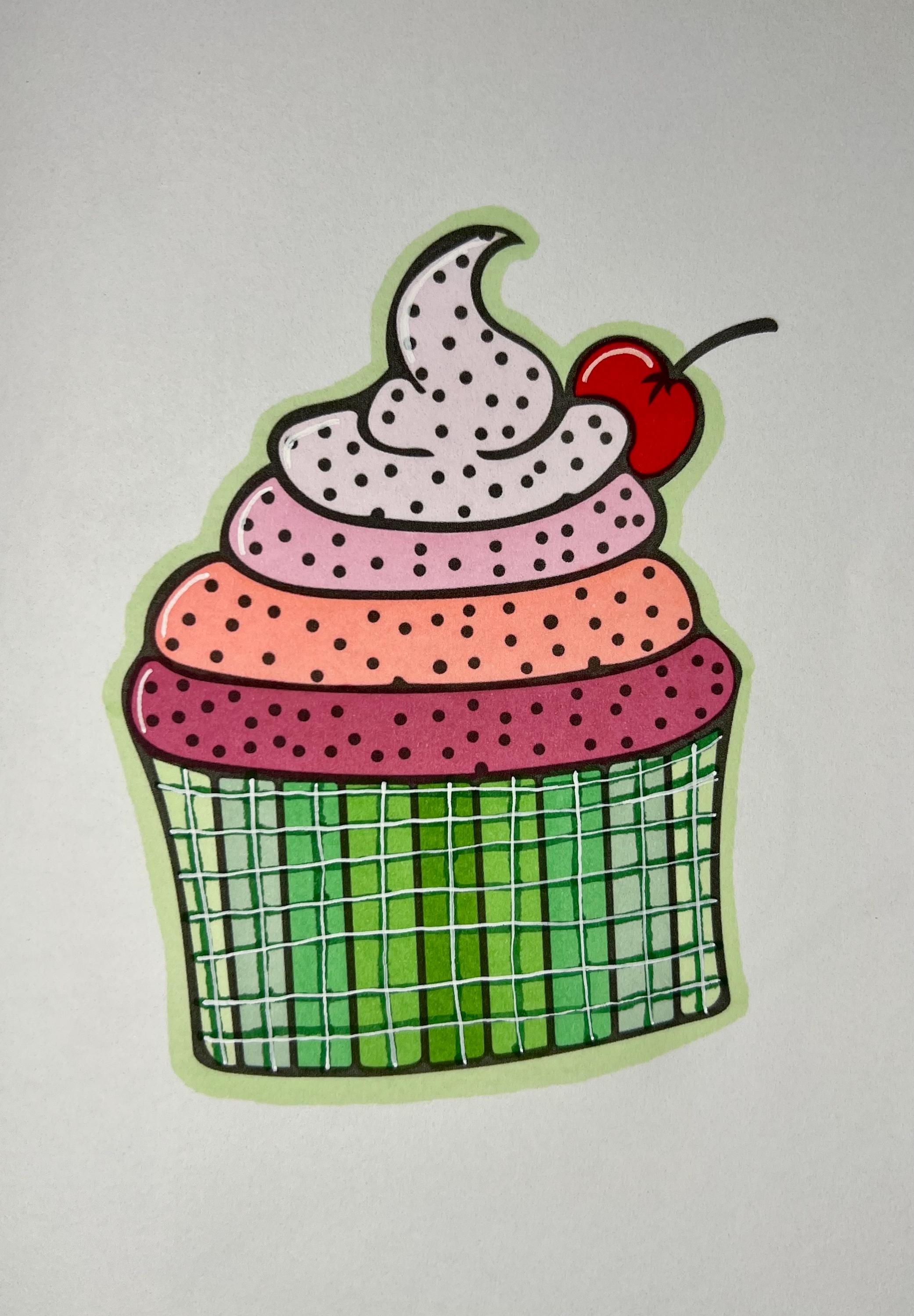 Sprinkle Cupcake Coloring Page/printable Image. PNG File in Black and ...