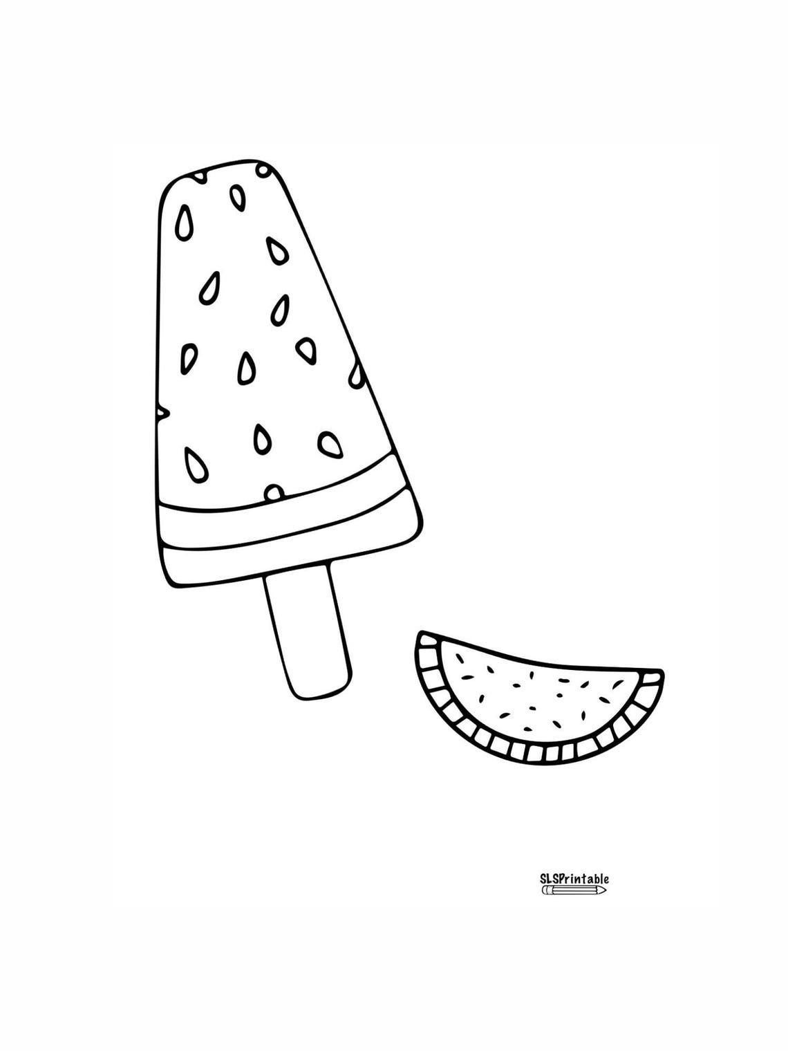 Watermelon Popsicle Coloring Page: Hand-drawn PNG (digital Download) - Etsy