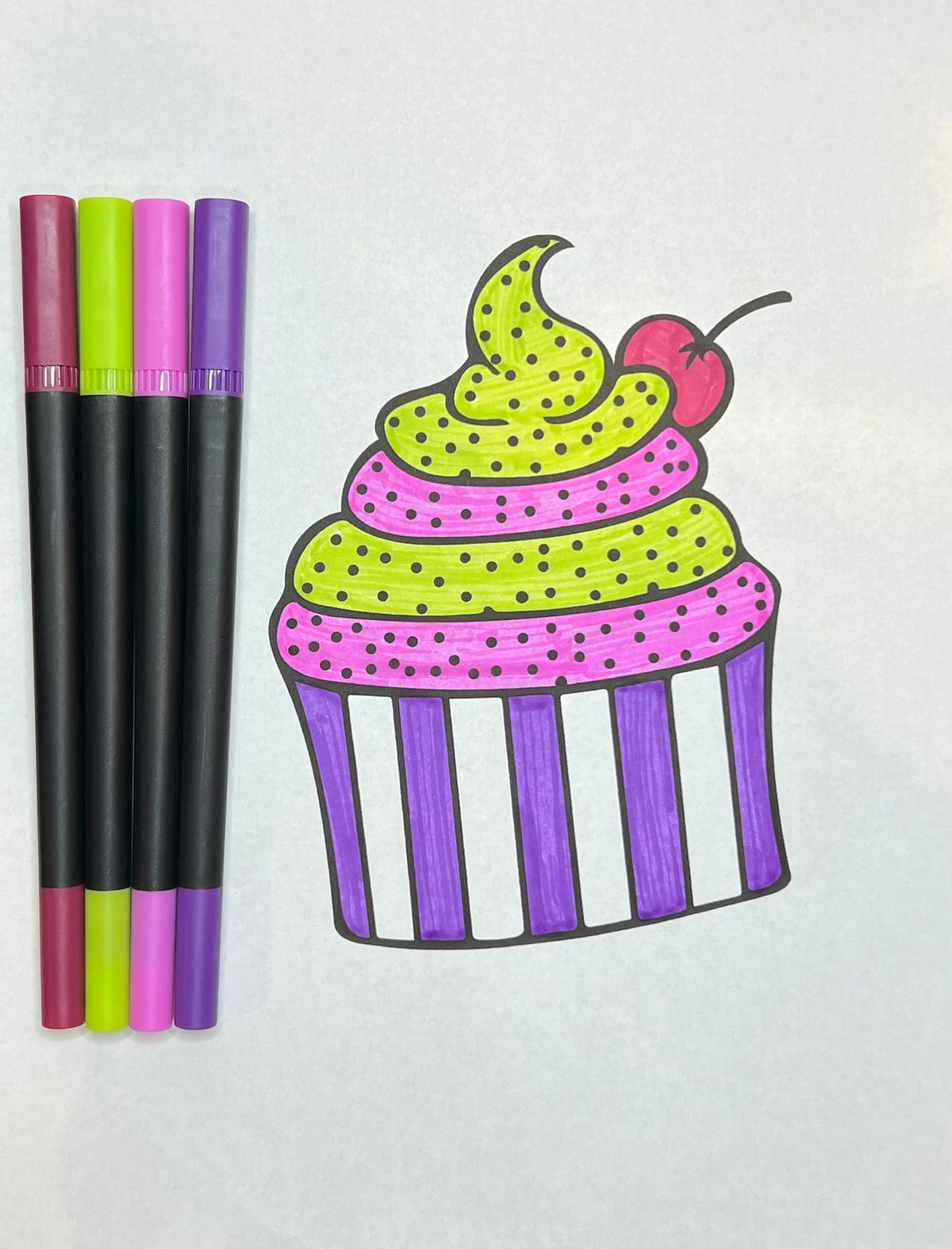 Sprinkle Cupcake Coloring Page/printable Image. PNG File in Black and ...