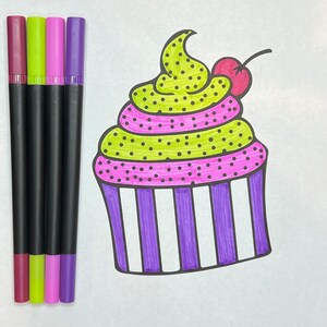 Sprinkle Cupcake Coloring Page/printable Image. PNG File in Black and ...