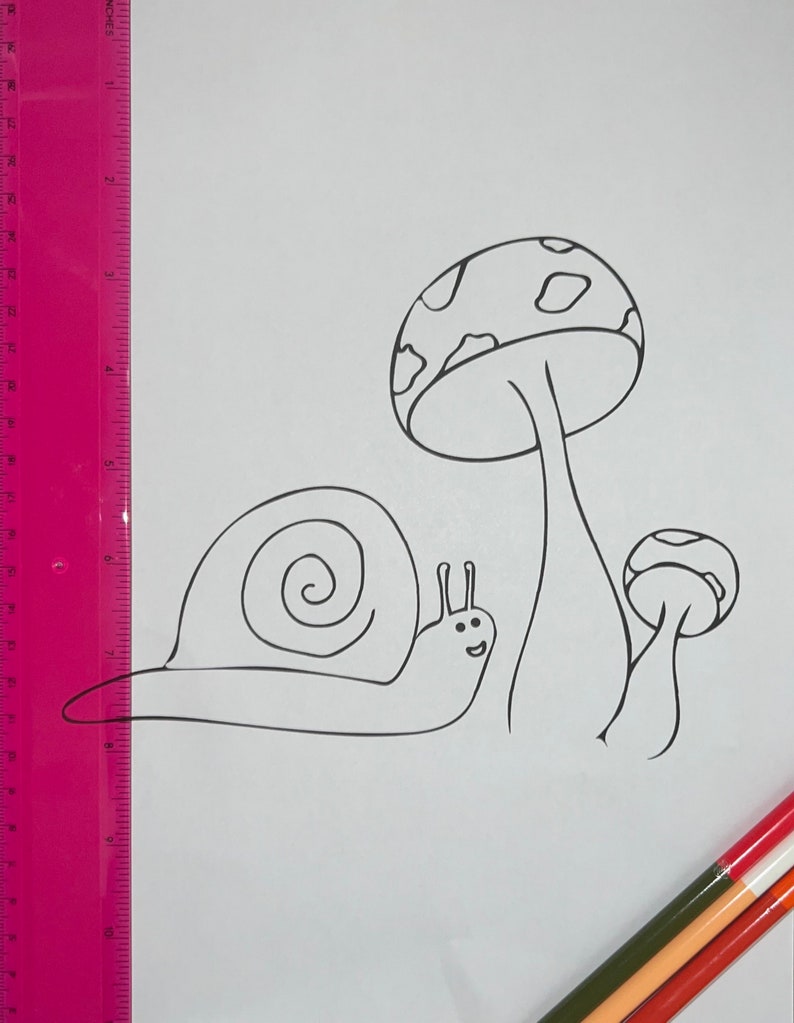 Cute Snail Coloring Page! PNG File in Black and White. Instant Download ...