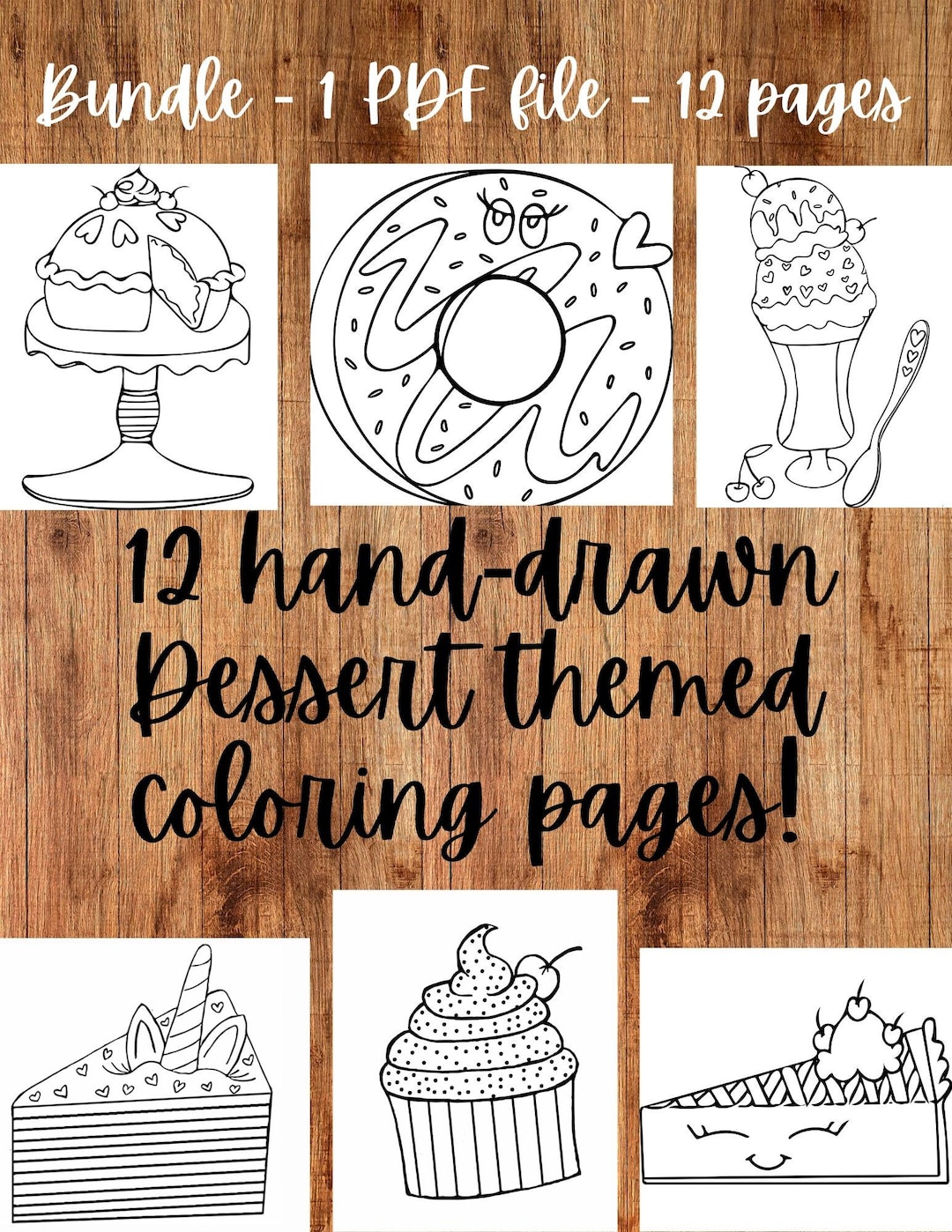 BUNDLE - Sweet Treats Coloring Pages! PDF File in Black and White ...