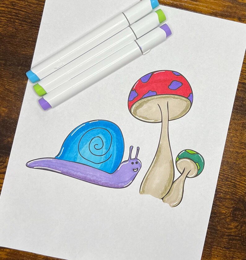 Cute Snail Coloring Page! PNG File in Black and White. Instant Download ...
