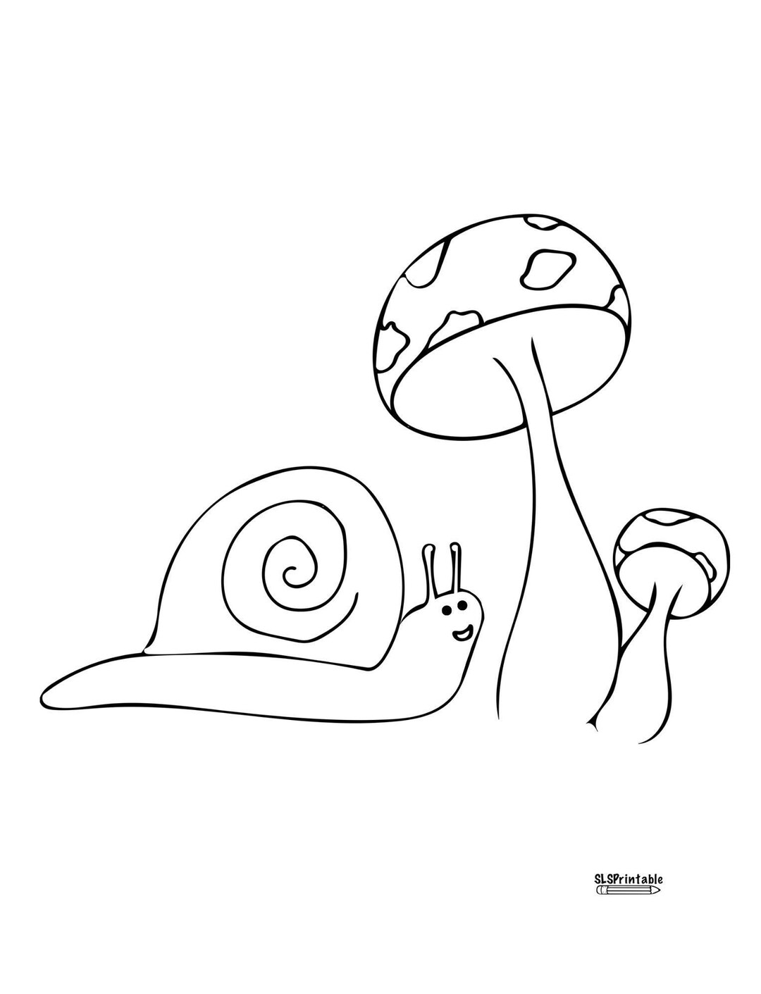 Cute Snail Coloring Page! PNG File in Black and White. Instant Download ...