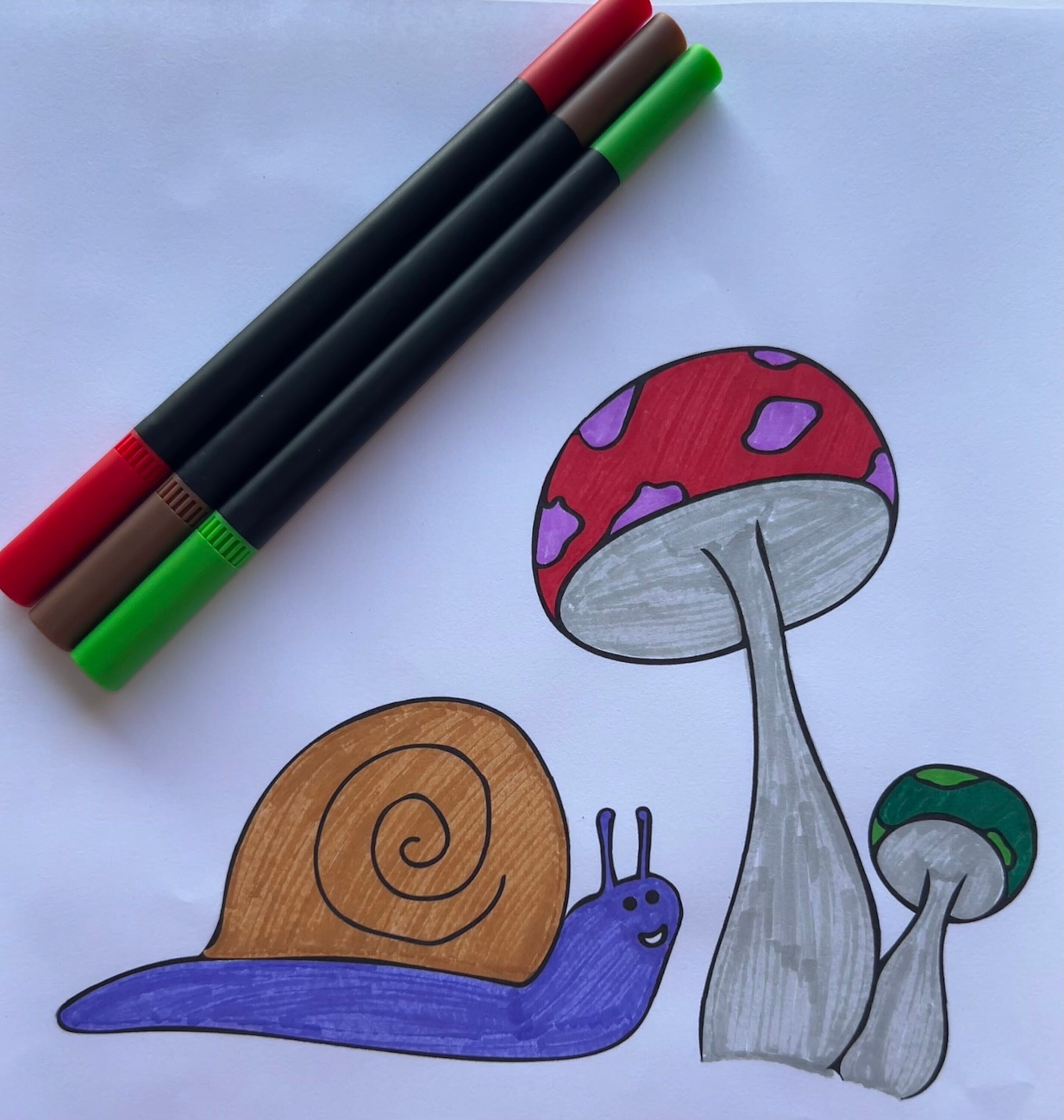 Cute Snail Coloring Page! PNG File in Black and White. Instant Download ...