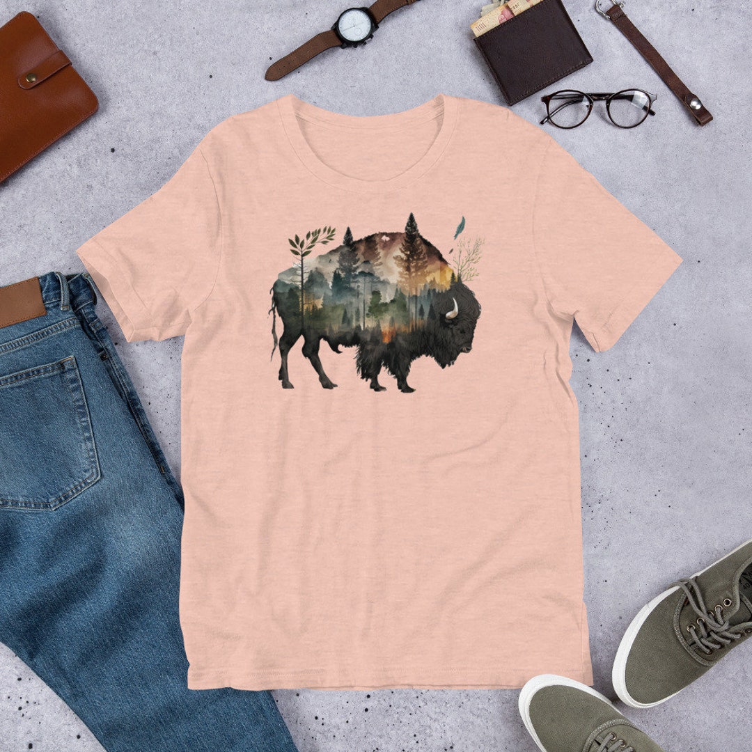 Bison T-shirt, Wildlife T-shirt, Nature, Animal Double Exposure, Unique ...