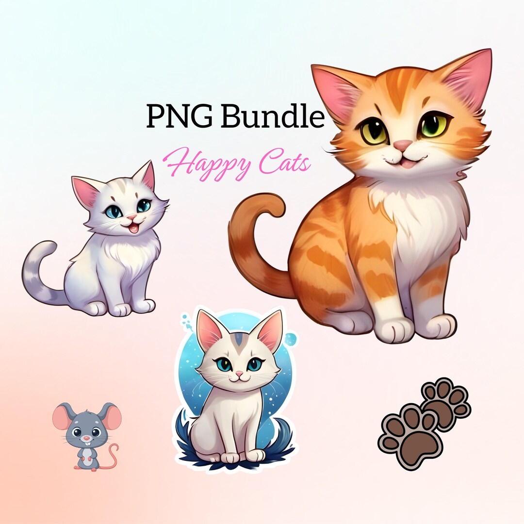 Adorable Cat Clipart Bundle Cartoon Cat Clip Art High Quality Kitten ...