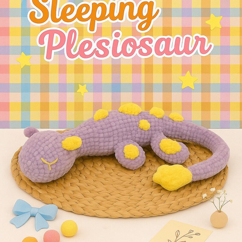 Sleeping Plesiosaur Dragon Crochet Pattern PDF, Cute Amigurumi Sea ...