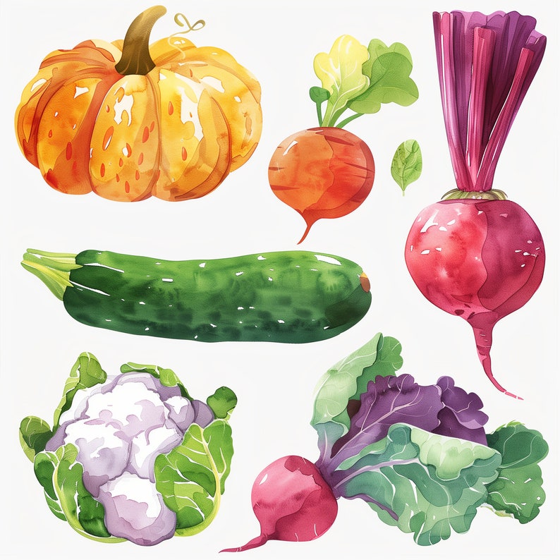 Watercolor Vegetable Clipart Png Collection - Berries, Citrus, Tropical ...